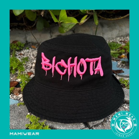 Accessories | Karol G Bichota Black Bucket Hat With Pink Letters | Poshmark